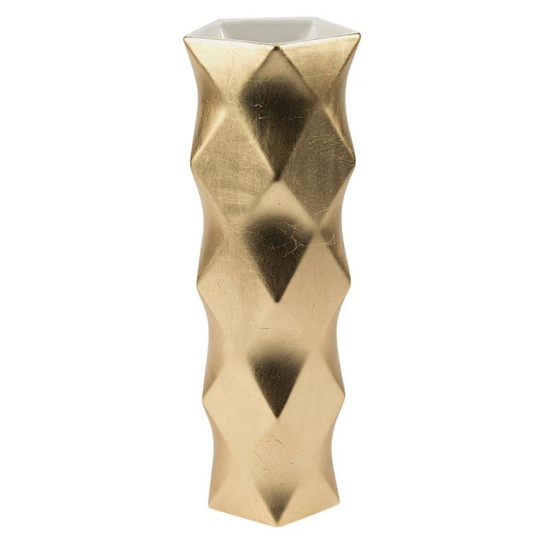 Gold Foil Enameled Ceramic Vase, B&B Italia at 1stDibs