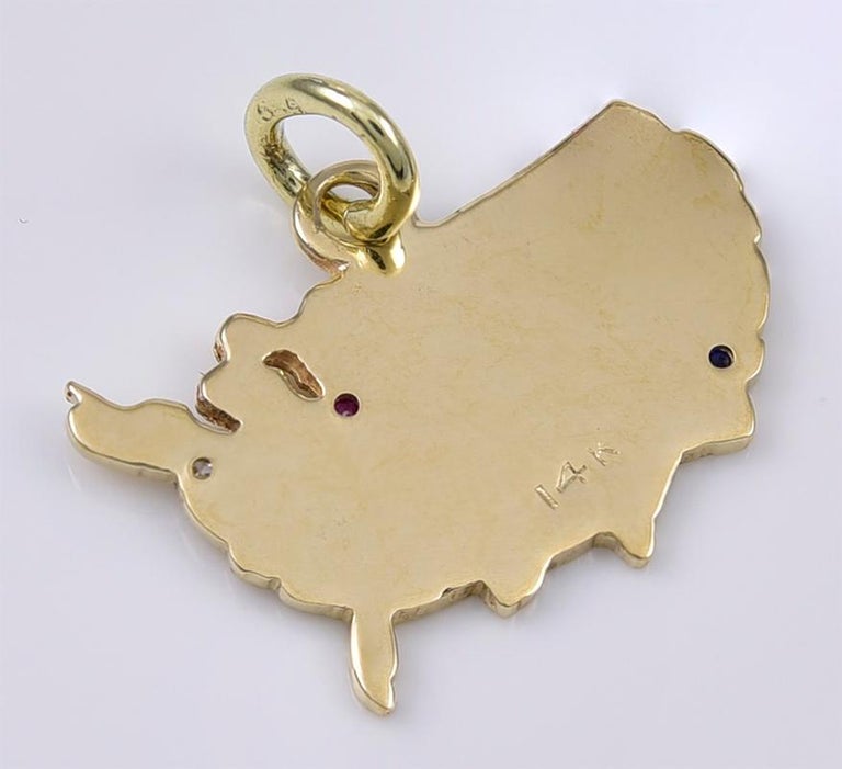 Gold Gemset USA Map Charm For Sale at 1stDibs