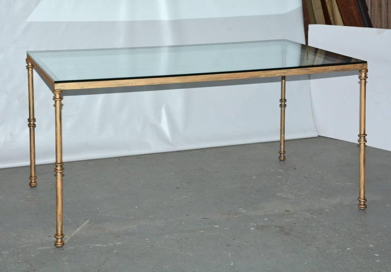 Gold Gild Metal Base Glass Top Dining Table at 1stDibs | glass dining ...