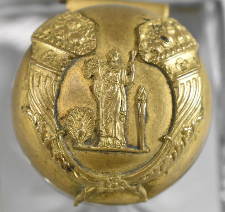Gold Gilded French Cut Glass Inkwell Hera with Peacock, Eagle Relief ...
