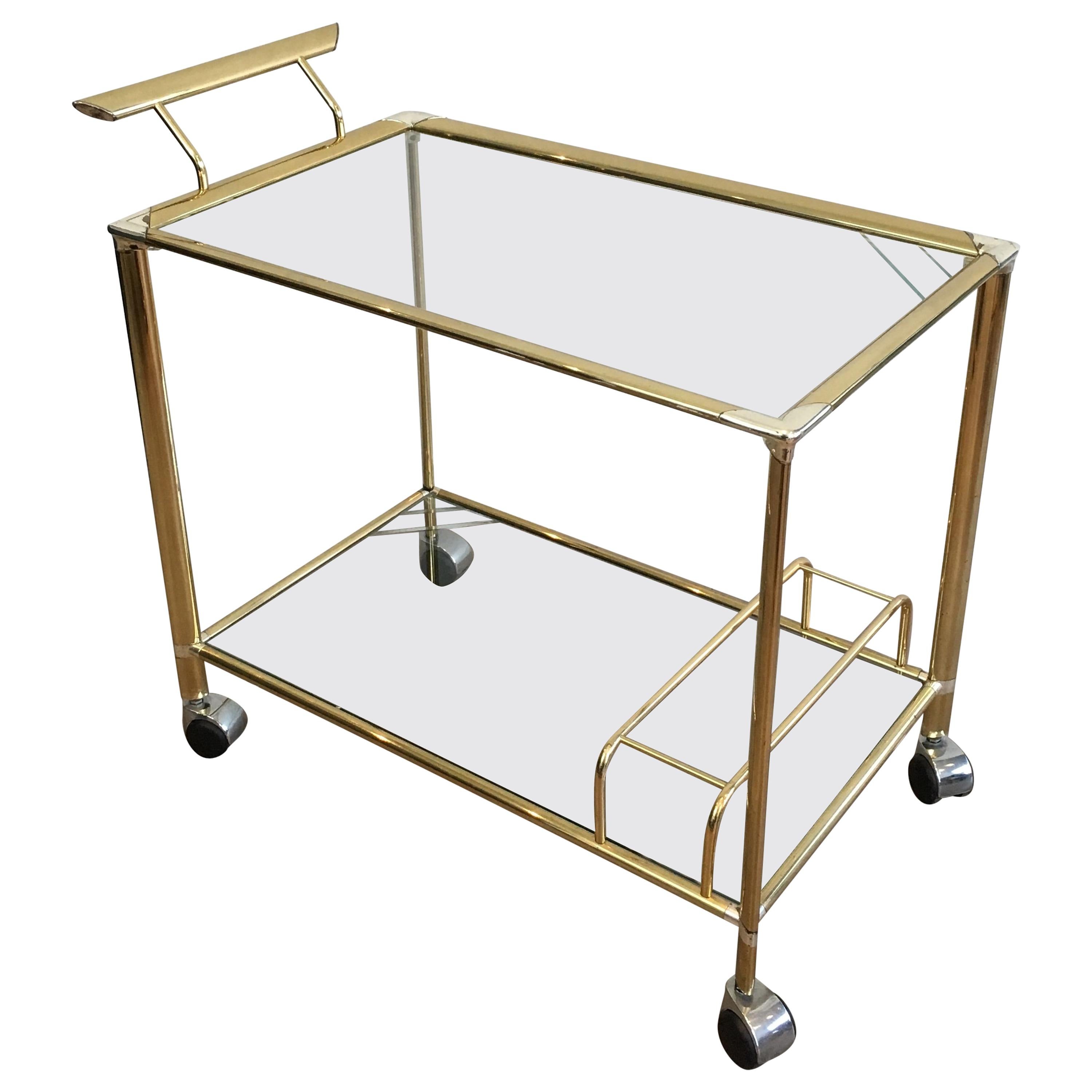 Gold Gilt Brass and Silver Trolley, French, circa 1970 at 1stDibs