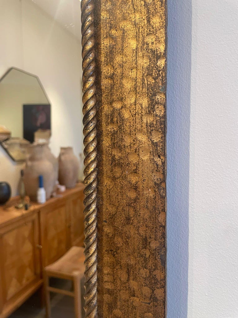 Gold Gilt Hammered and Forged Metal Frame Rectangular Mirror, Spain ...
