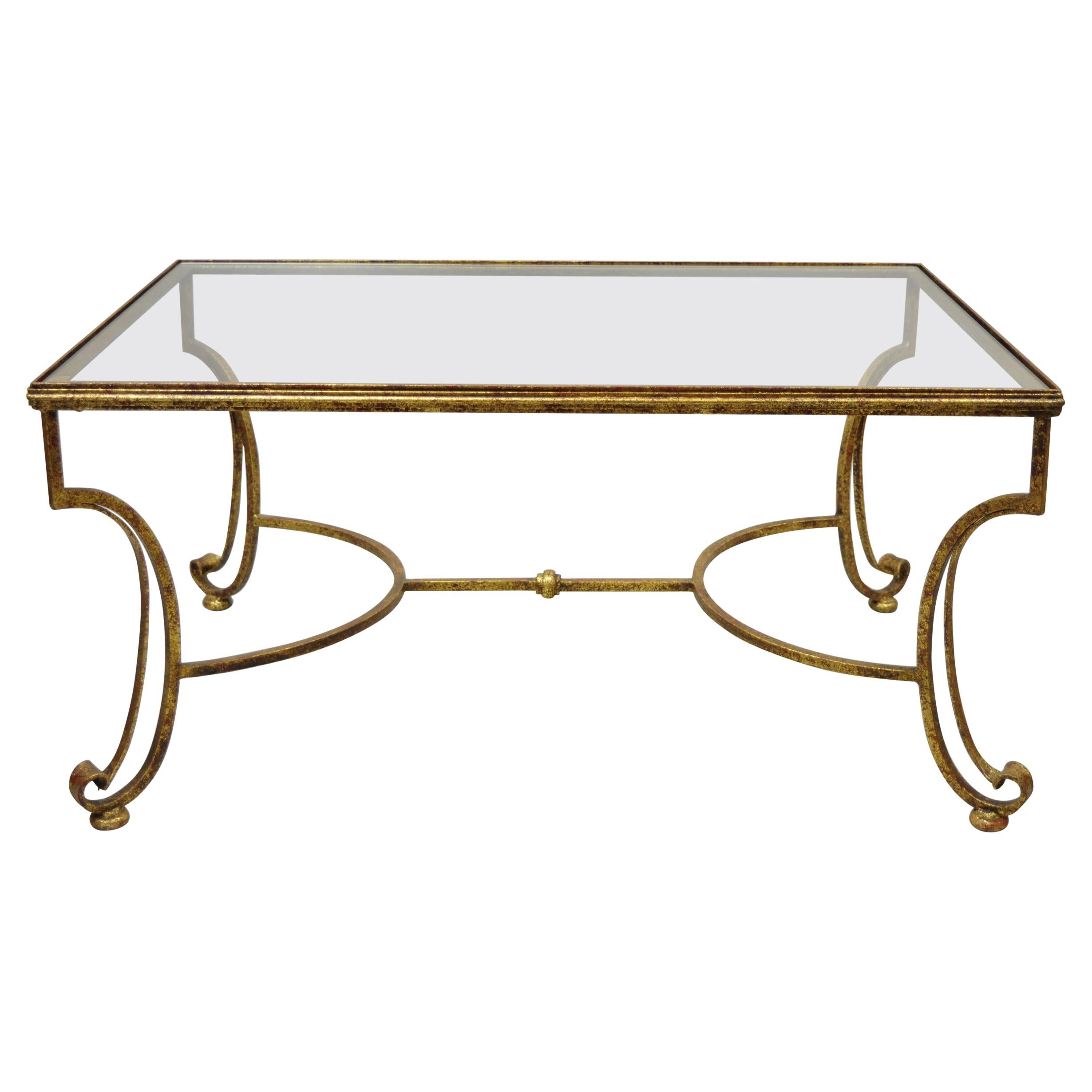 Regency Style Swan Base Rectangular Coffee Table Gold Metal Iron and ...