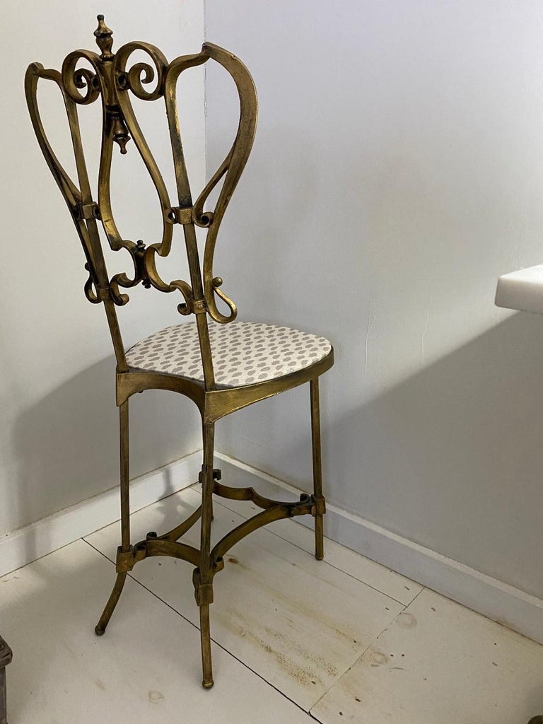 Gold Gilt Iron Vanity Chair For Sale at 1stDibs | vintage wrought iron ...