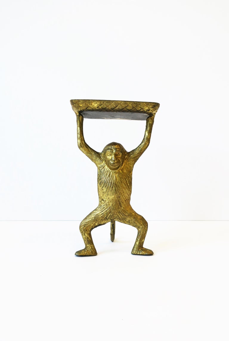 Gold Gilt Monkey with Tray Decorative Object at 1stDibs