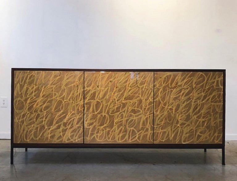 Gold Graffiti Cabinet by Morgan Clayhall For Sale at 1stDibs