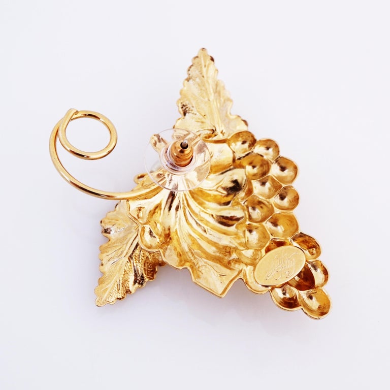 Gold Grape Bunch Earrings With Pearl Dangle By Kirks Folly, 1980s at ...