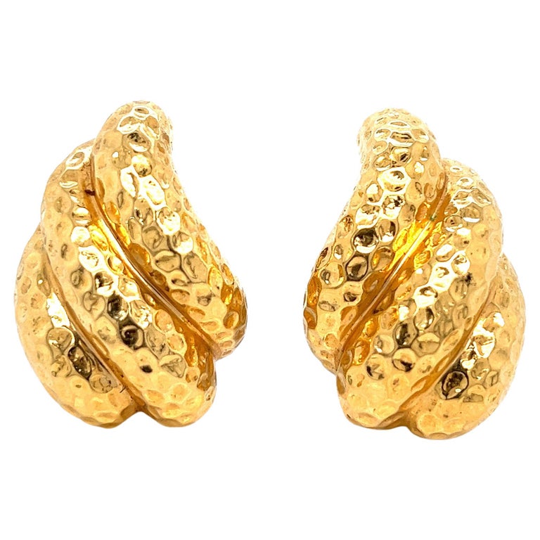 Gold Hammered Shell Ear Clips For Sale at 1stDibs