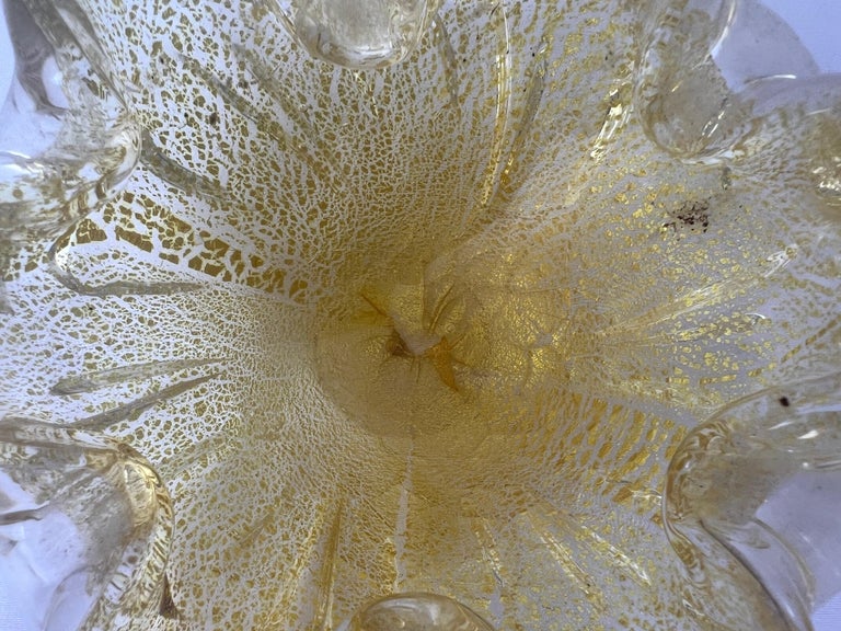 Gold Hand Blown Gold Speckled Murano Dish For Sale at 1stDibs