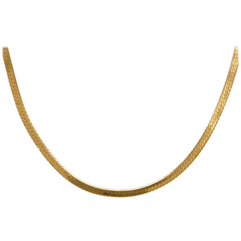 Gold Herringbone Chain Flat Design in 14 Karat Yellow Gold 16 Inches ...