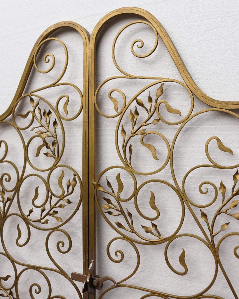 Gold Hollywood Regency Style Wrought Iron Garden Gates For Sale at 1stDibs