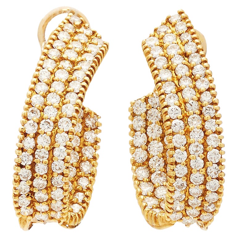 Gold Hoop Diamond Earrings For Sale at 1stDibs