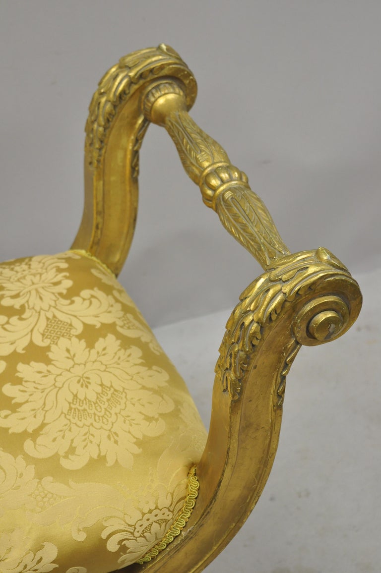 Gold Neoclassical Style Giltwood Carved Curule Bench Maitland Smith ...