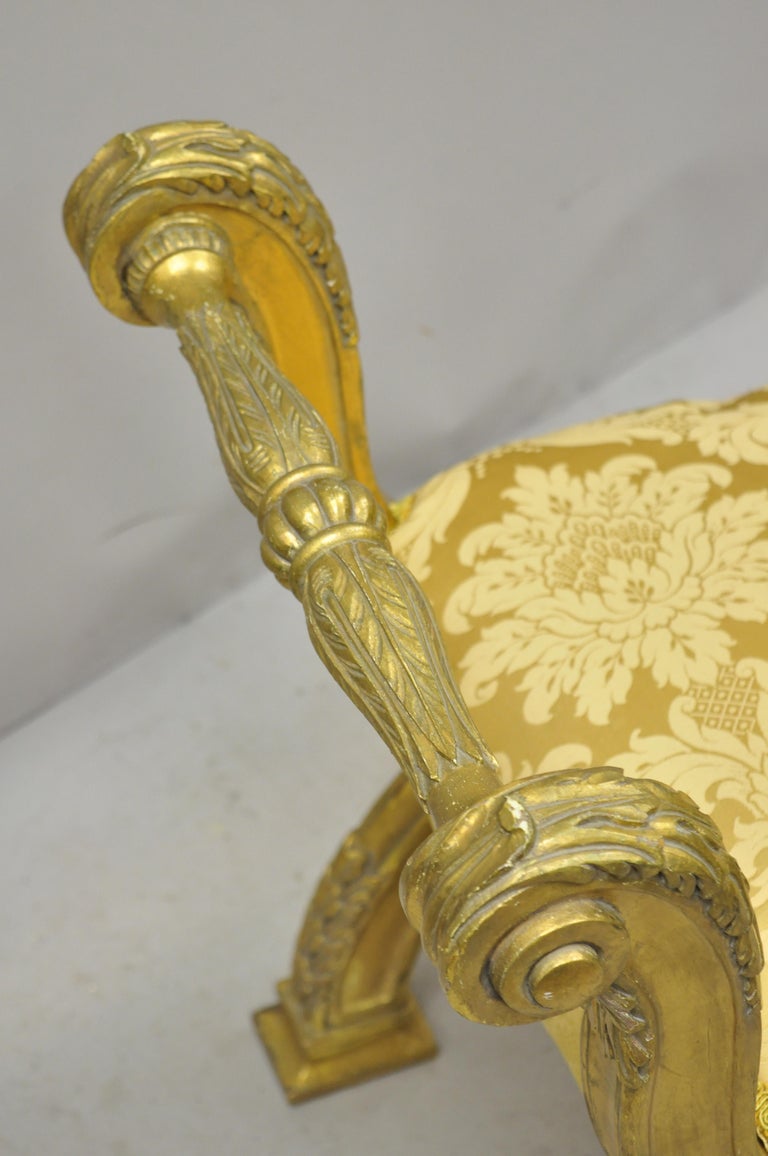 Gold Neoclassical Style Giltwood Carved Curule Bench Maitland Smith ...
