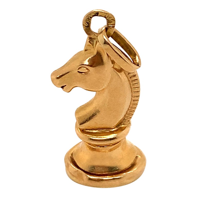 Gold Knight Chess Charm at 1stDibs