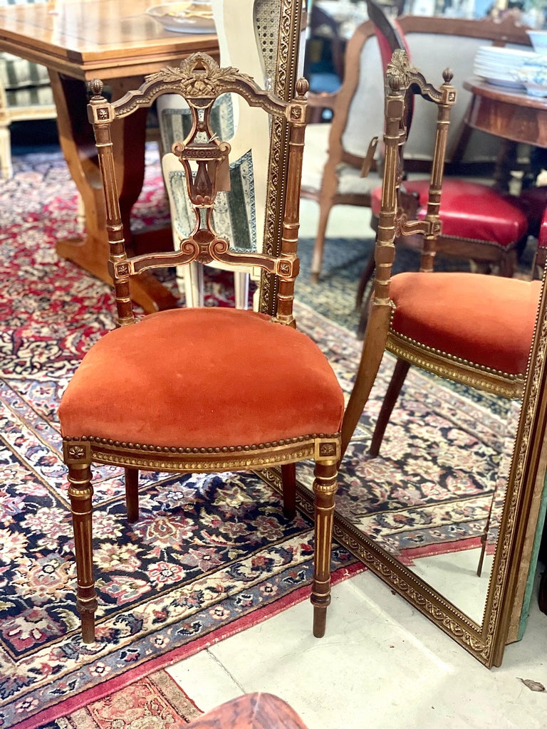 Gold-lacquered Cabaret Chair with Vase Backrest For Sale at 1stDibs