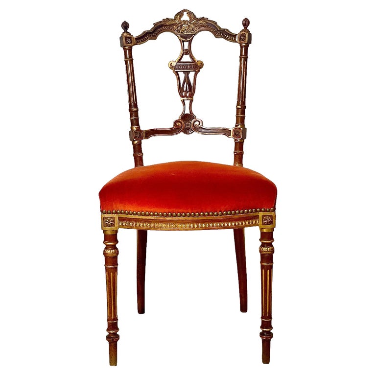 Gold-lacquered Cabaret Chair with Vase Backrest For Sale at 1stDibs