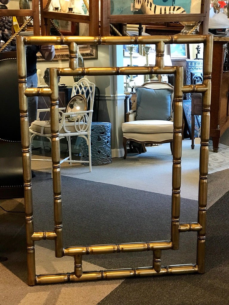 Gold Lacquered Faux Bamboo Mirror at 1stDibs | gold bamboo mirror ...