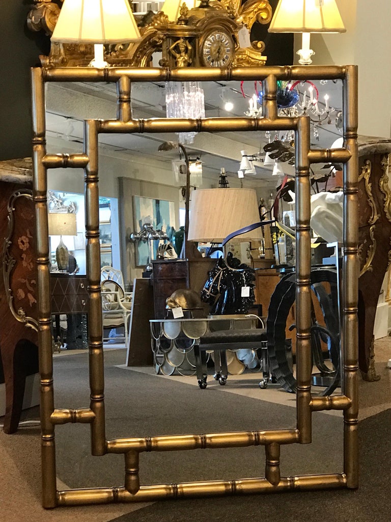 Gold Lacquered Faux Bamboo Mirror at 1stDibs | gold bamboo mirror ...