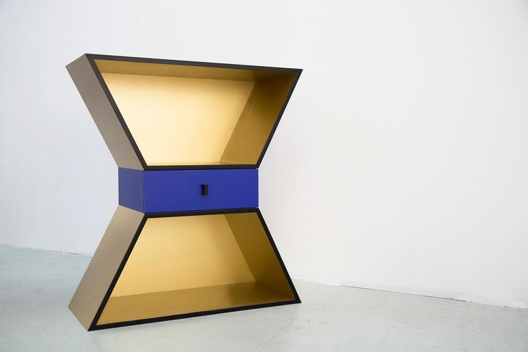 Gold Lacquered Wood Contemporary Apollon Cabinet by Chapel Petrassi For ...