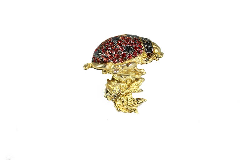 Gold Ladybird Ring with Black Diamonds and Red Sapphires For Sale at ...