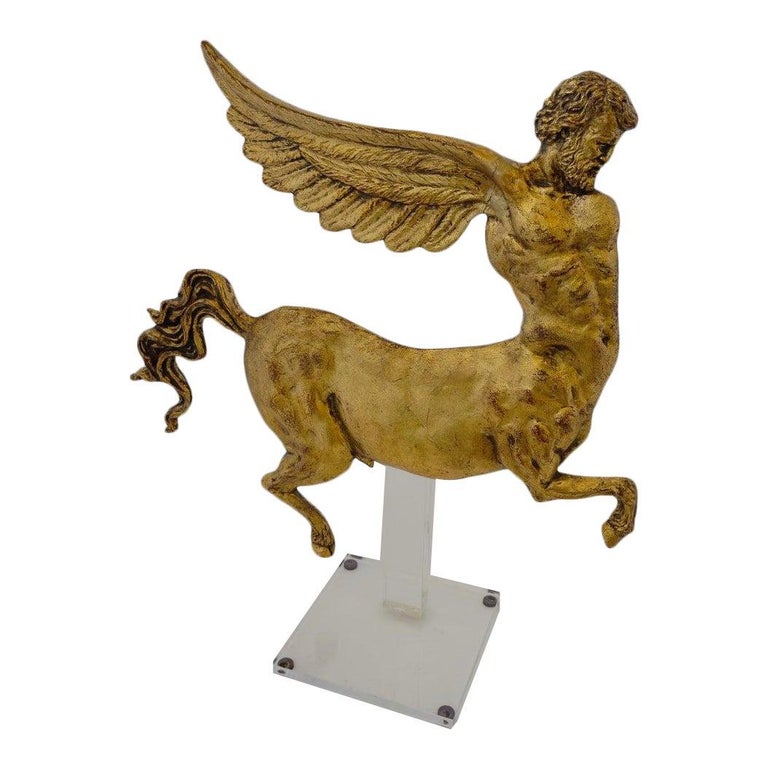 Gold-Leaf Flying Alacentaur on Lucite Stand at 1stDibs