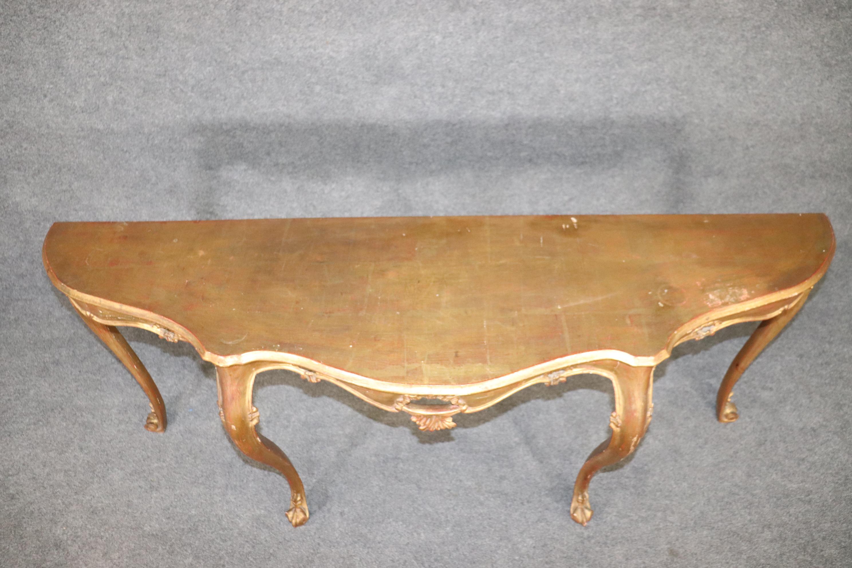 Gold Leaf Gilded Delicately Designed Italian Louis XV Rococo Console ...