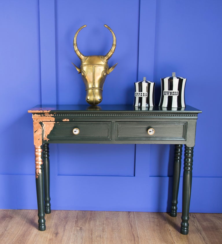 Gold Leaf Painted Console Table with Turned Country Style Legs in ...