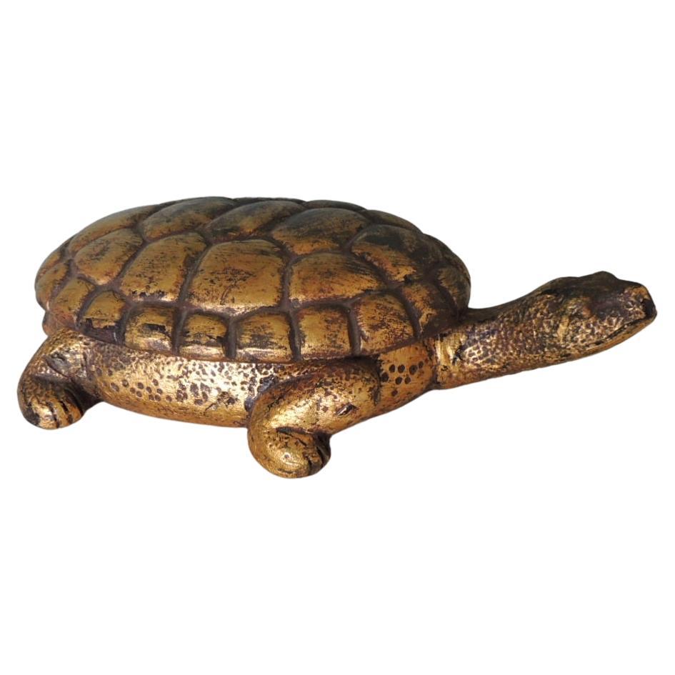 Gold Leaf Terracotta Turtle Candle From Mexico For Sale at 1stDibs