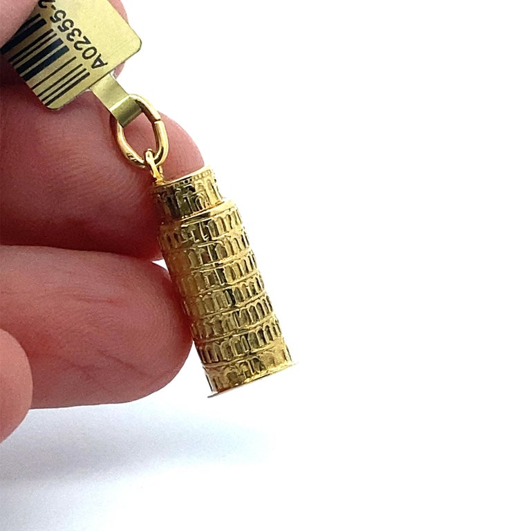 Gold Leaning Tower of Pisa Charm Pendant For Sale at 1stDibs