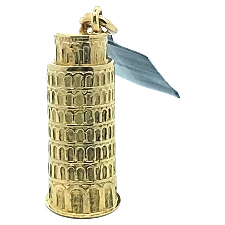 Gold Leaning Tower of Pisa Charm Pendant For Sale at 1stDibs