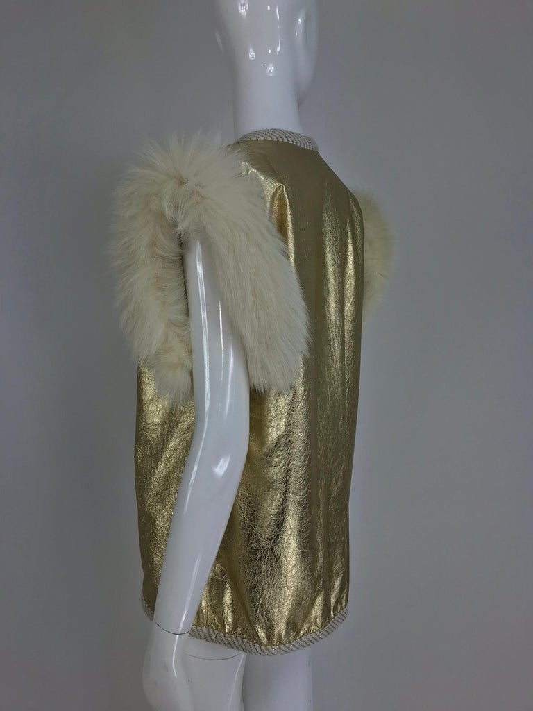 Gold Leather Reversible Metallic Knit Fur Trimmed Vest 1980s For Sale ...