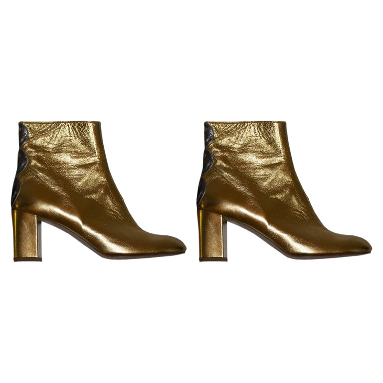 Gold Leather Smiley Boots by Camilla Elphick For Sale at 1stDibs ...