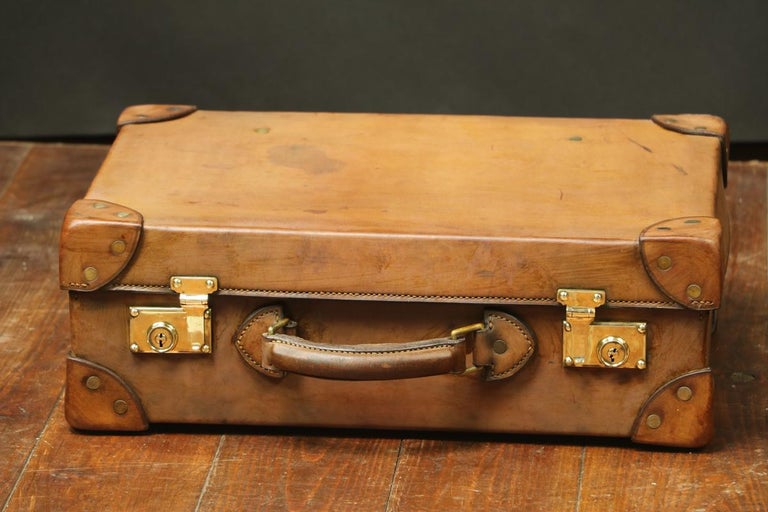 Gold Leather Suitcase at 1stDibs
