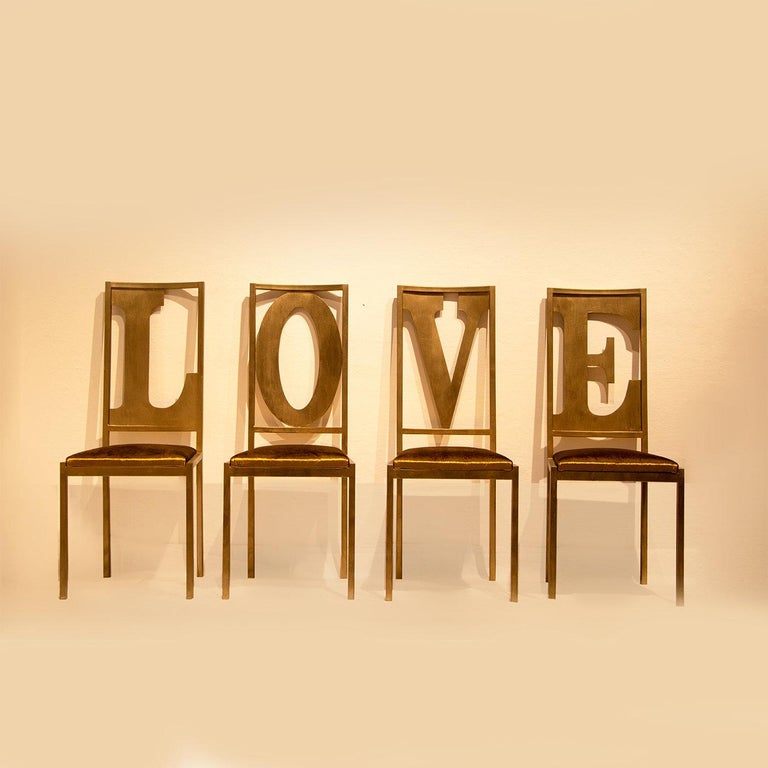 Gold Letter L Chair For Sale at 1stDibs