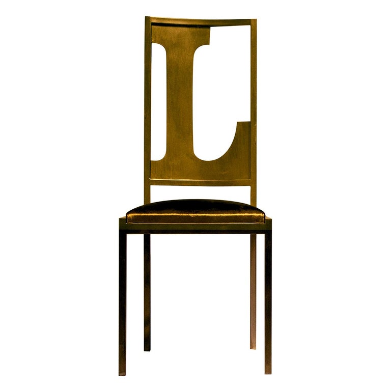Gold Letter L Chair For Sale at 1stDibs