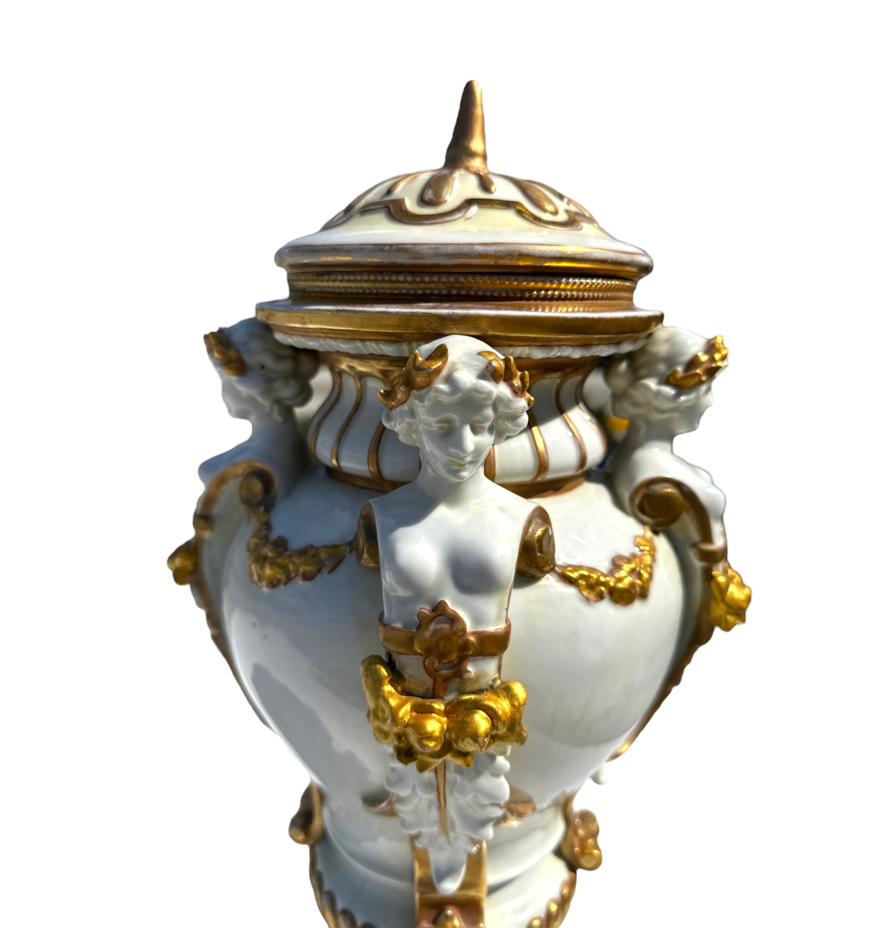 Gold Lidded Urn with Caryotids For Sale at 1stDibs