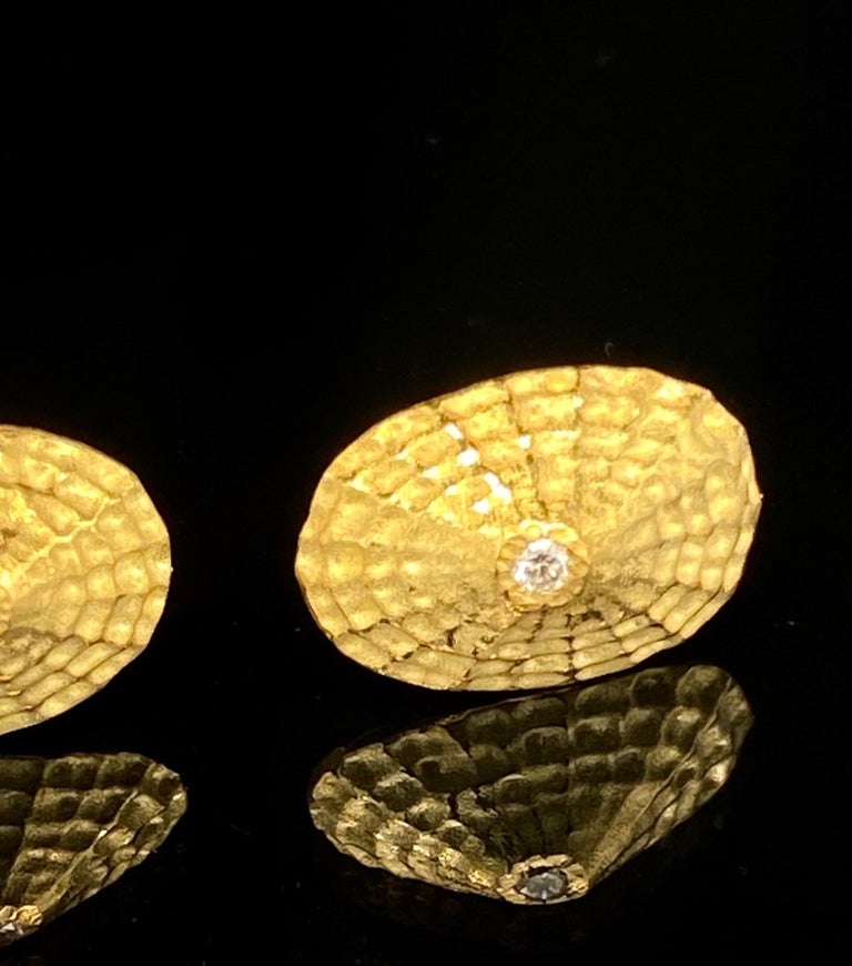 Gold Limpet Shell Posts with Diamonds For Sale at 1stDibs