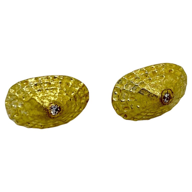 Gold Limpet Shell Posts with Diamonds For Sale at 1stDibs