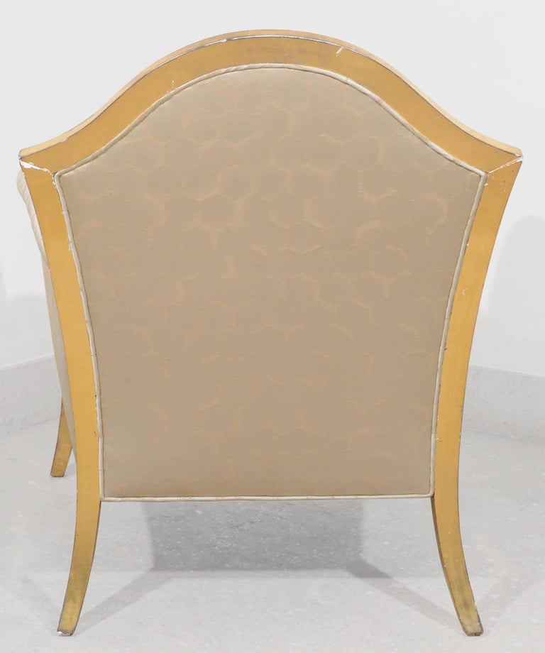 Pair of Gilt Lounge Chairs and Ottoman For Sale at 1stDibs