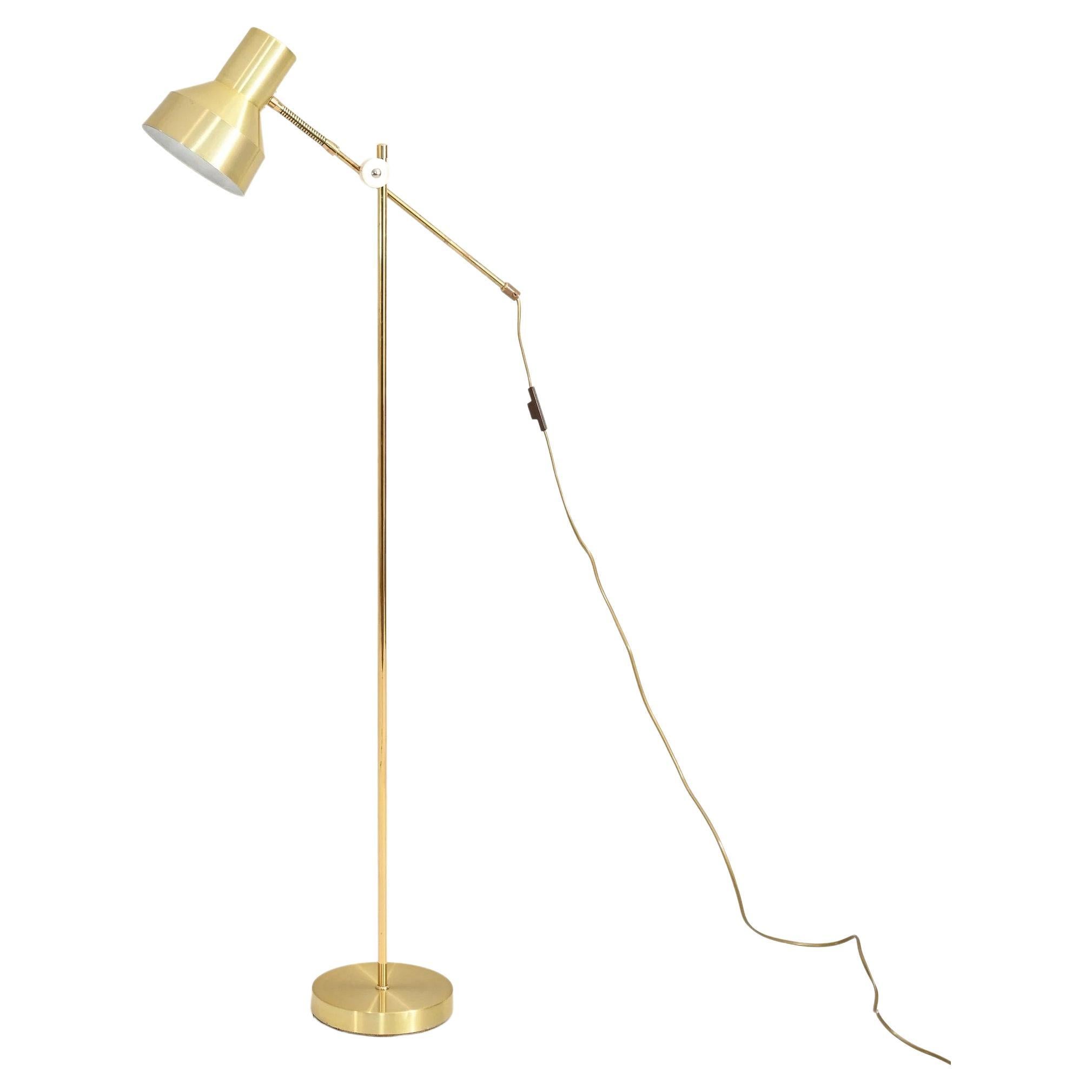 Gold metal floor lamp, vintage Scandinavian design For Sale at 1stDibs