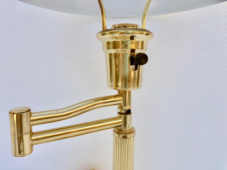 Gold Metal Table Lamp with Hinged Arm Extender and Extra Shade For Sale ...