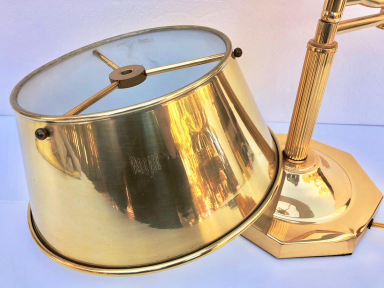 Gold Metal Table Lamp with Hinged Arm Extender and Extra Shade For Sale ...