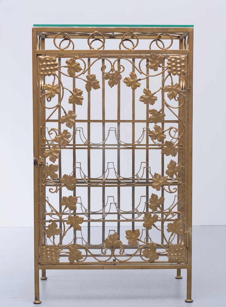 Gold Metal Wine Rack or Cocktail Bar, 1950s, Italy For Sale at 1stDibs