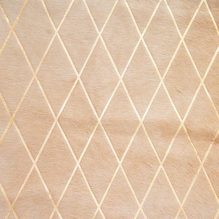 Gold Metallic Diamond Pattern Caramel Cowhide Rug, Large For Sale at ...