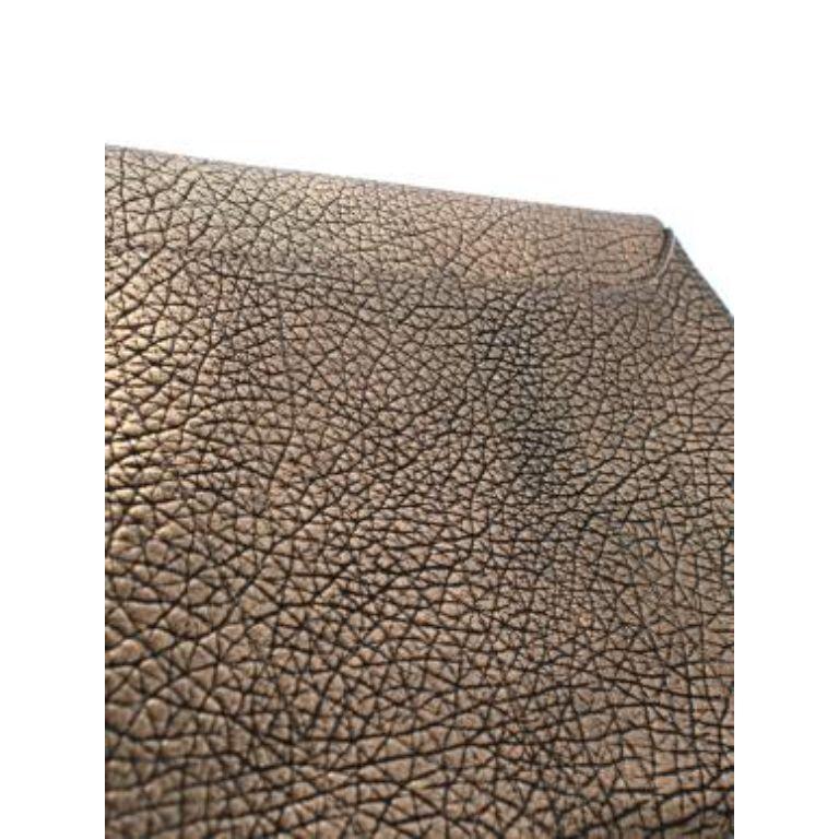 Gold Metallic Embossed Leather Clutch Bag For Sale at 1stDibs