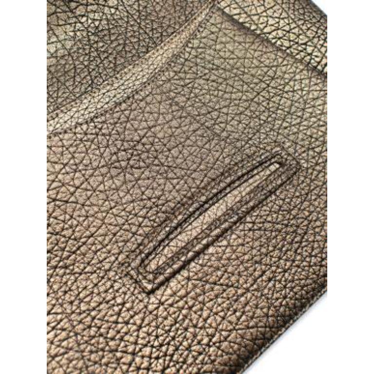 Gold Metallic Embossed Leather Clutch Bag For Sale at 1stDibs