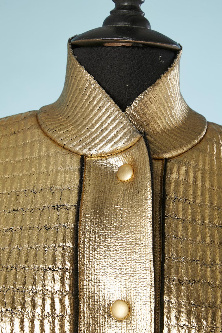 Gold metallic foiled finish knit coat with snap Stella Mc Cartney For ...
