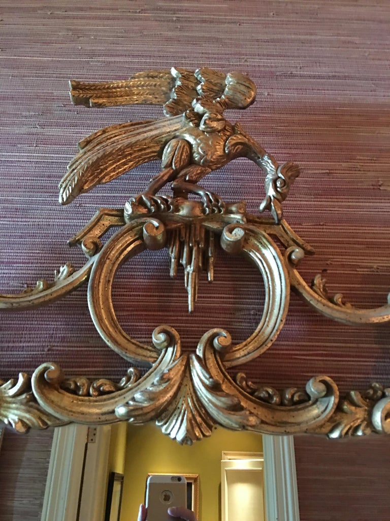 Giltwood Mirror Decorated with Scrolls and a Phoenix Finial, 20th ...