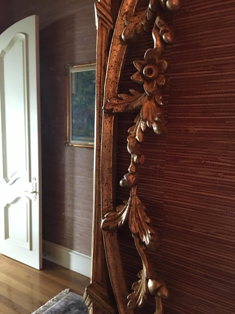 Giltwood Mirror Decorated with Scrolls and a Phoenix Finial, 20th ...
